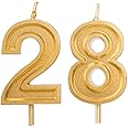 Amazon.com: 2.76 inch 28th Birthday Candles, Gold Number 28 Cake Topper ...