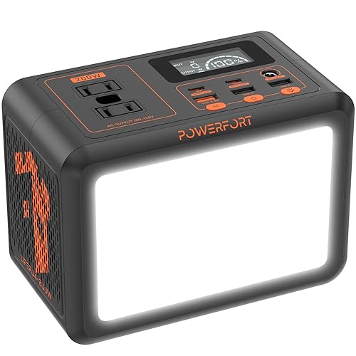 PowerFort Portable Power Station 200W Small Solar Generator with 3500 ...