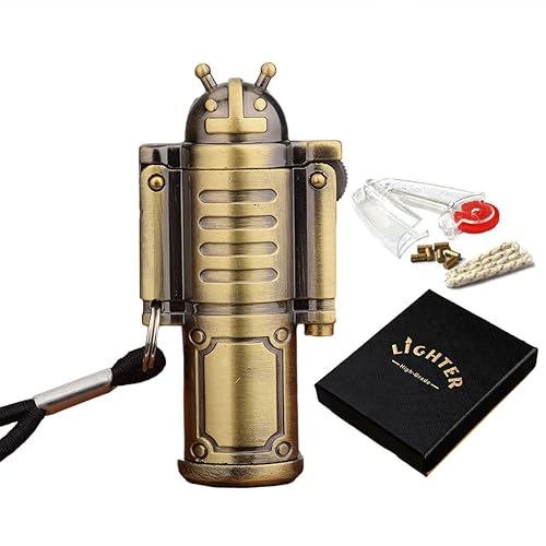 Robot Shaped Kerosene Lighter, Vintage Trench Lighter, Mini Metal ...
