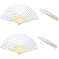 Amazon.com: JYSILIYH 2Pcs White Folding Fans,Hand Fan for Women ...