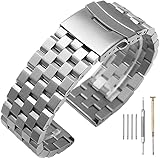 Amazon.com: 20mm Polished Engineer Solid Link 316l Stainless Steel Watch Bracelet Band ...