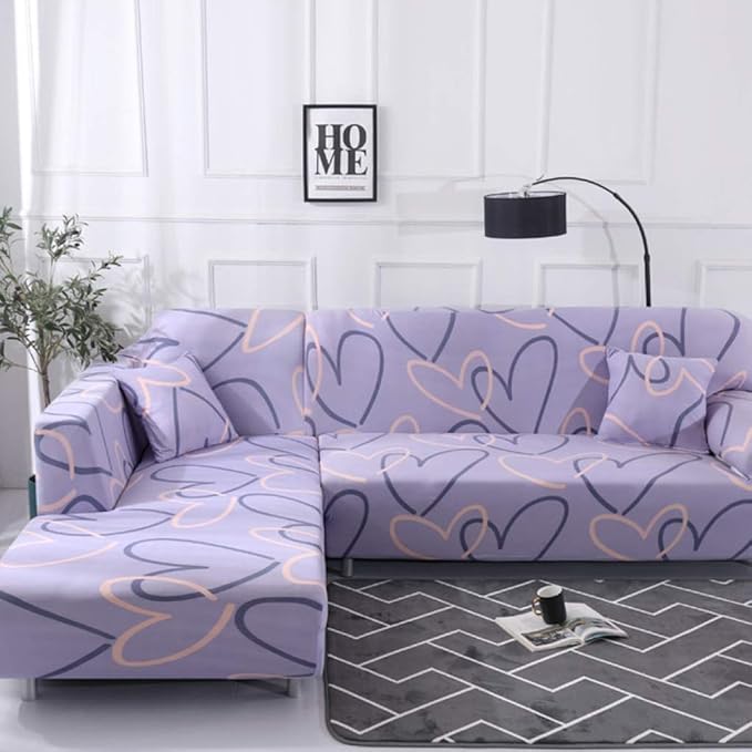 Amazon.com: BERTERI Heart Shape Printing Purple Sofa Cover for Armchair ...
