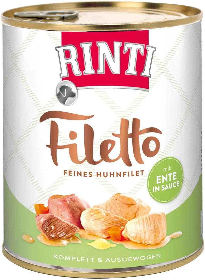 Rinti Filetto Huhnfilet mit Ente in Sauce | 6 x 800g Hundefutter ...