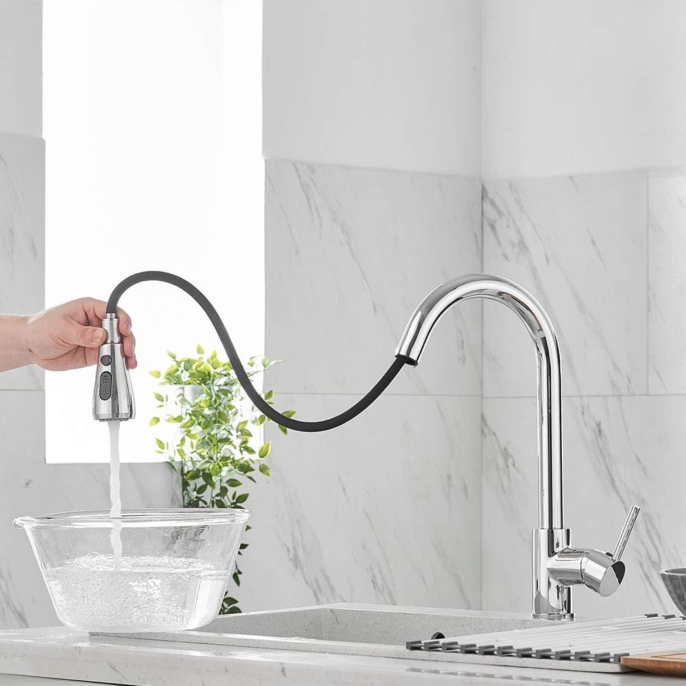 Single Handle High Arc Pull Out Kitchen Sink Tap, Single Level ...