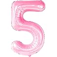 Amazon.com: KatchOn, Giant Pink Number 5 Balloon - 40 Inch | Light Pink ...