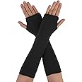 Allegra K Black Long Fingerless Typing Writing Gloves Winter Arm Warmer ...