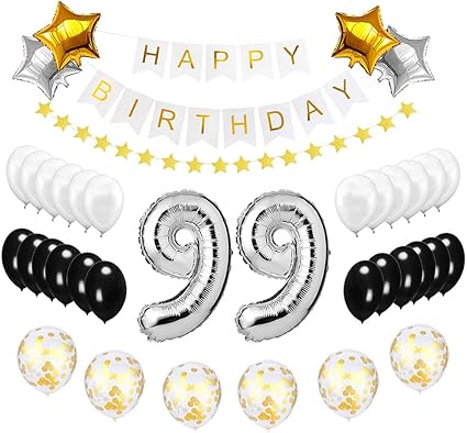 Amazon.com: Best Happy to 99th Birthday Balloons Set - High Quality Birthday Theme Decorations ...