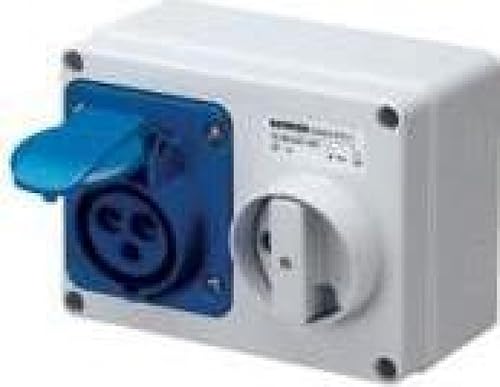 16 amp switched interlock 3 pin socket 220V - 250V IP67 2P+E waterproof ...