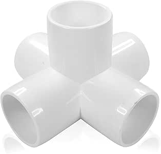 (4-Pack) 5-Way, 1 Inch Cross PVC Compression Fitting, Furniture Grade ...