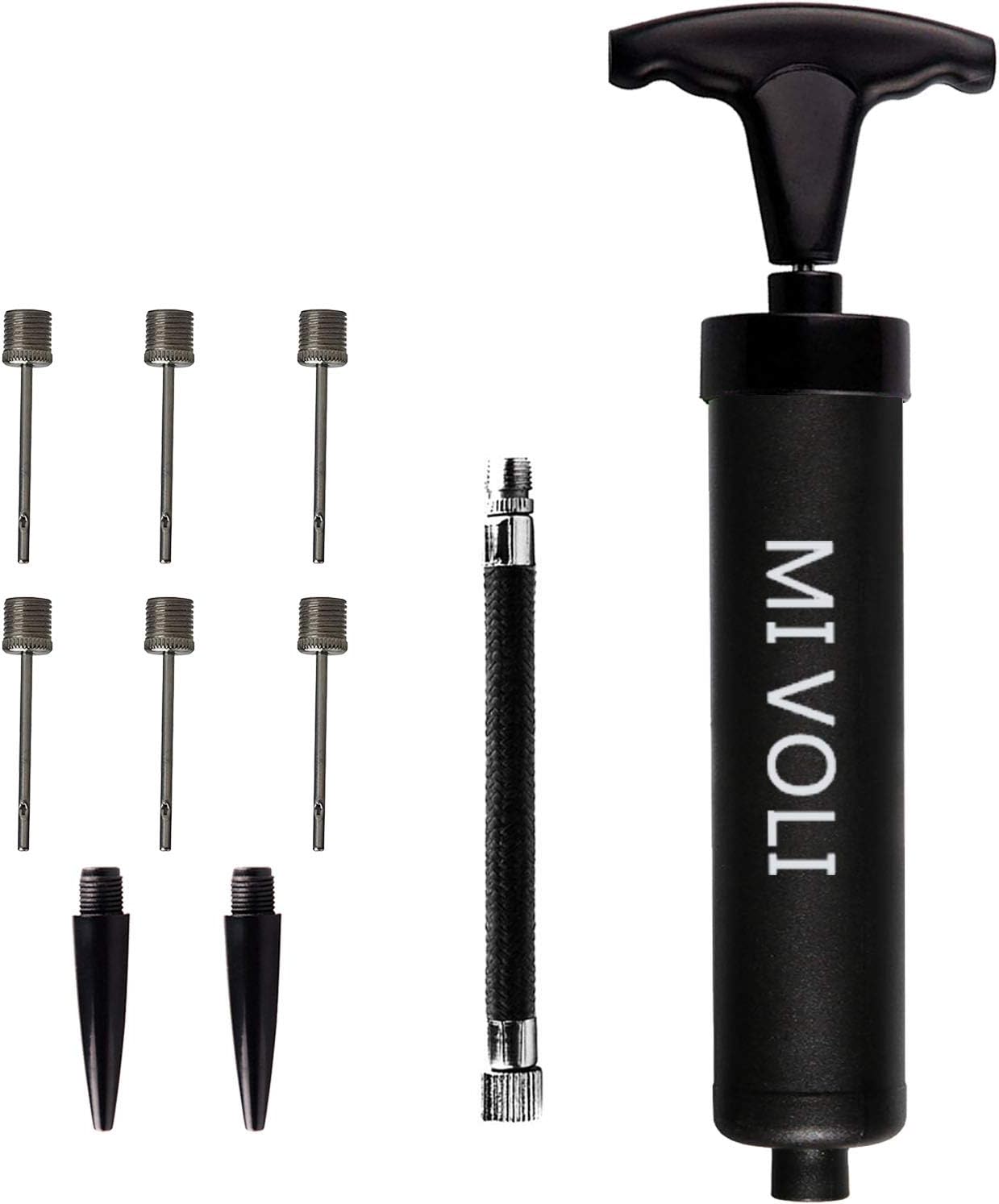 MIVOLI Portable Hand Air Ball Pump Inflator Kit with Needle, Nozzle ...