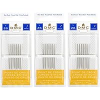 Amazon.com: 3 Pack DMC Size 26 Cross Stitch Needles (Total 18 Needles ...