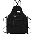Amazon.com: Chef Apron,Cross Back Apron for Men Women with Adjustable ...