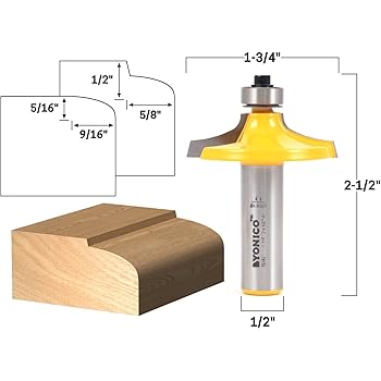 Yonico 12161 Drawer and Cabinet Door Front Edging Thumbnail Router Bit ...