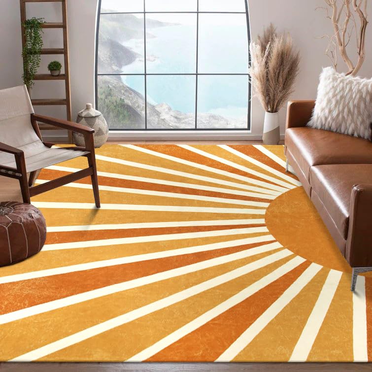 Lahome Sun Print Washable Area Rugs 8x10 - Boho Living Room Rug Non ...