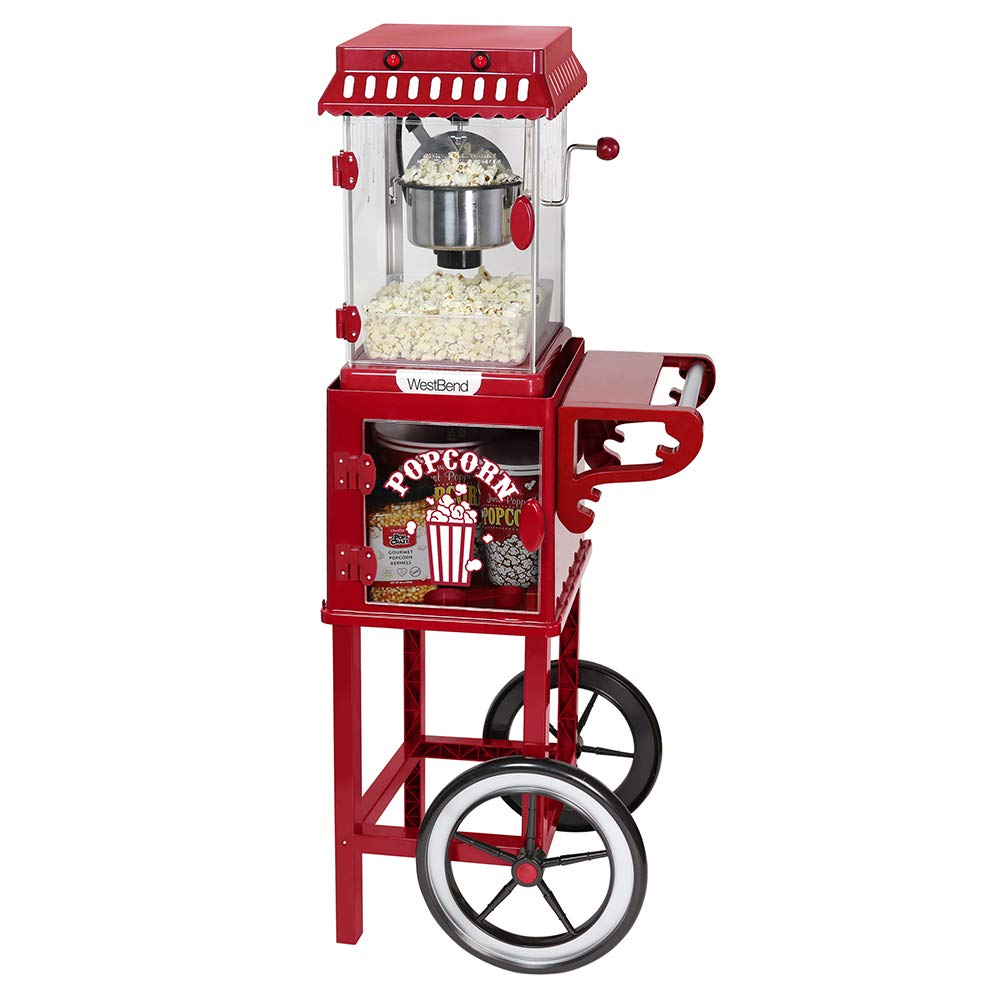 West Bend Popcorn Popper Machine Theater Style on Wheeled Cart with Non ...