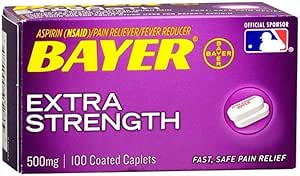Amazon.com: Bayer Ex Strength 500mg C Size 100ct Bayer Extra Strength ...