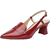 Amazon.com | COACH Women's, Rowyn Leather Slingback Ruby, 6, Medium | Pumps