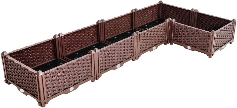 BAOYOUNI L-Shaped Planter Box Corner Raised Garden Bed Kit Vegetables ...