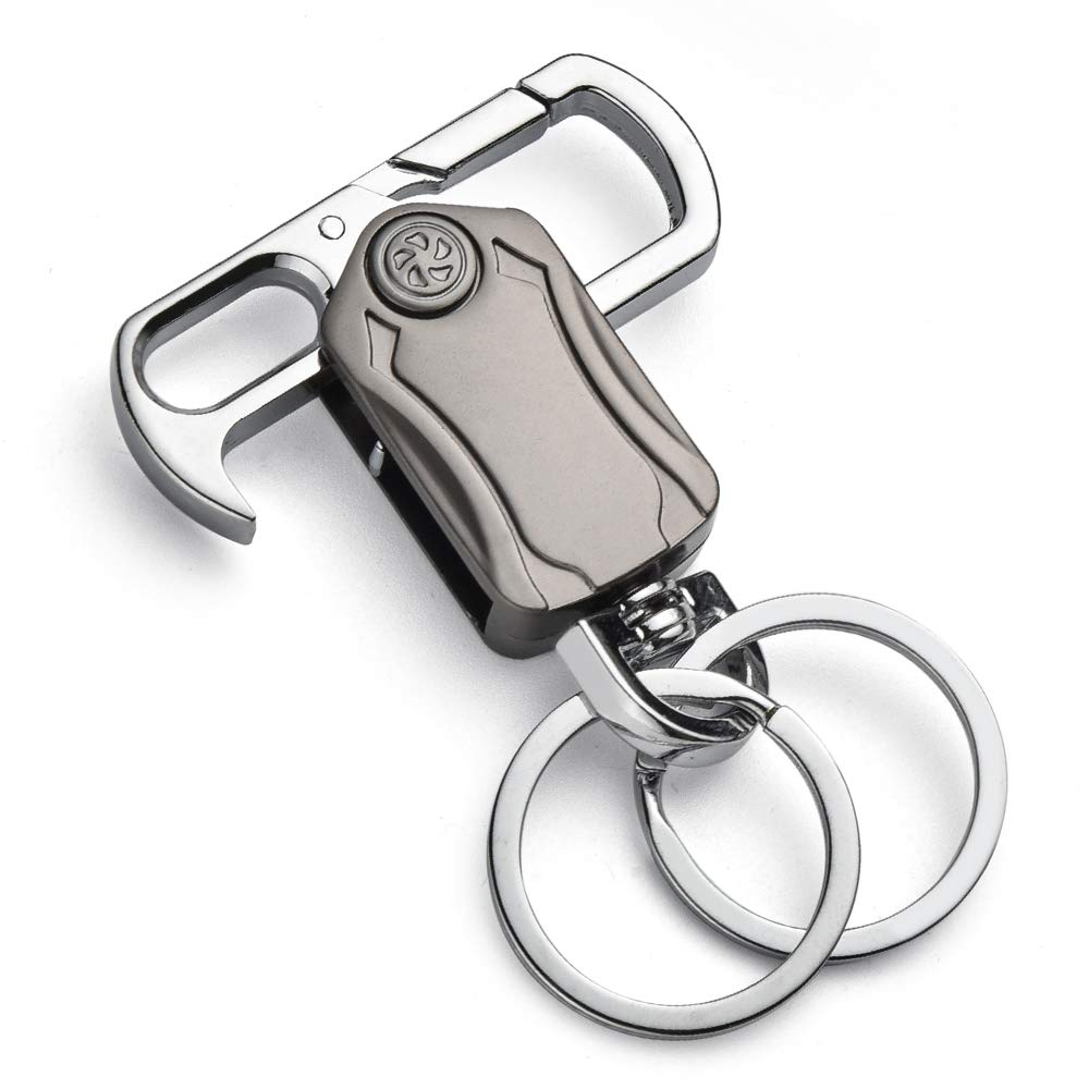 JUNDERJDJ Double ring key ring with gyroscope，Heavy Duty Key Chain ...