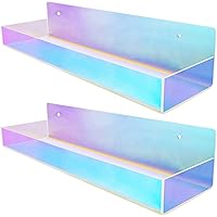 Amazon.com: TLBTEK 2 Pcs 15 inch Iridescent Rainbow Floating Shelves ...