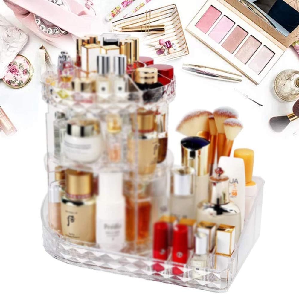 YWZQ Rotation cosmétique Boîte de Rangement, 360 degrés Transparent ...