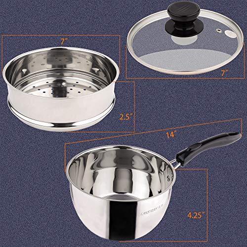 2 Tier Stainless Steel Universal Steamer with Lid, Stackable Cookware ...