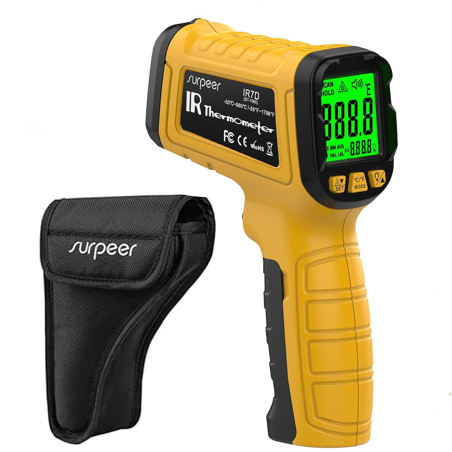 Surpeer Infrared Thermometer Laser Temperature Gun -58°F to 1796°F, 50: ...