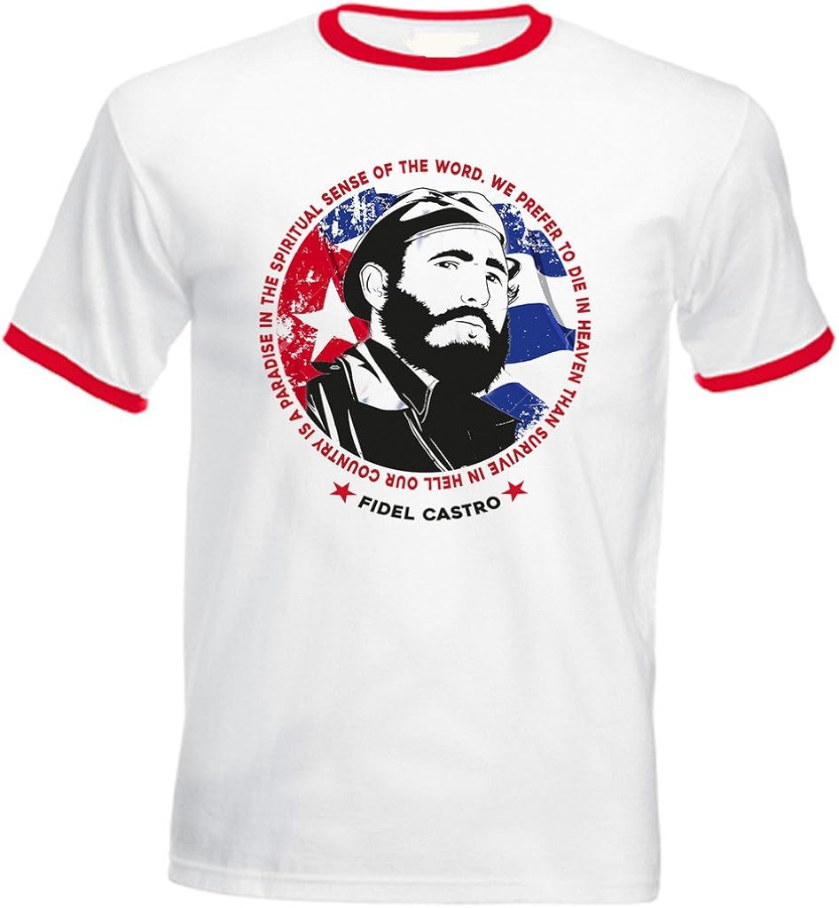 teesquare1st Men's Fidel Castro Our Country Red Ringer T-Shirt : Amazon ...