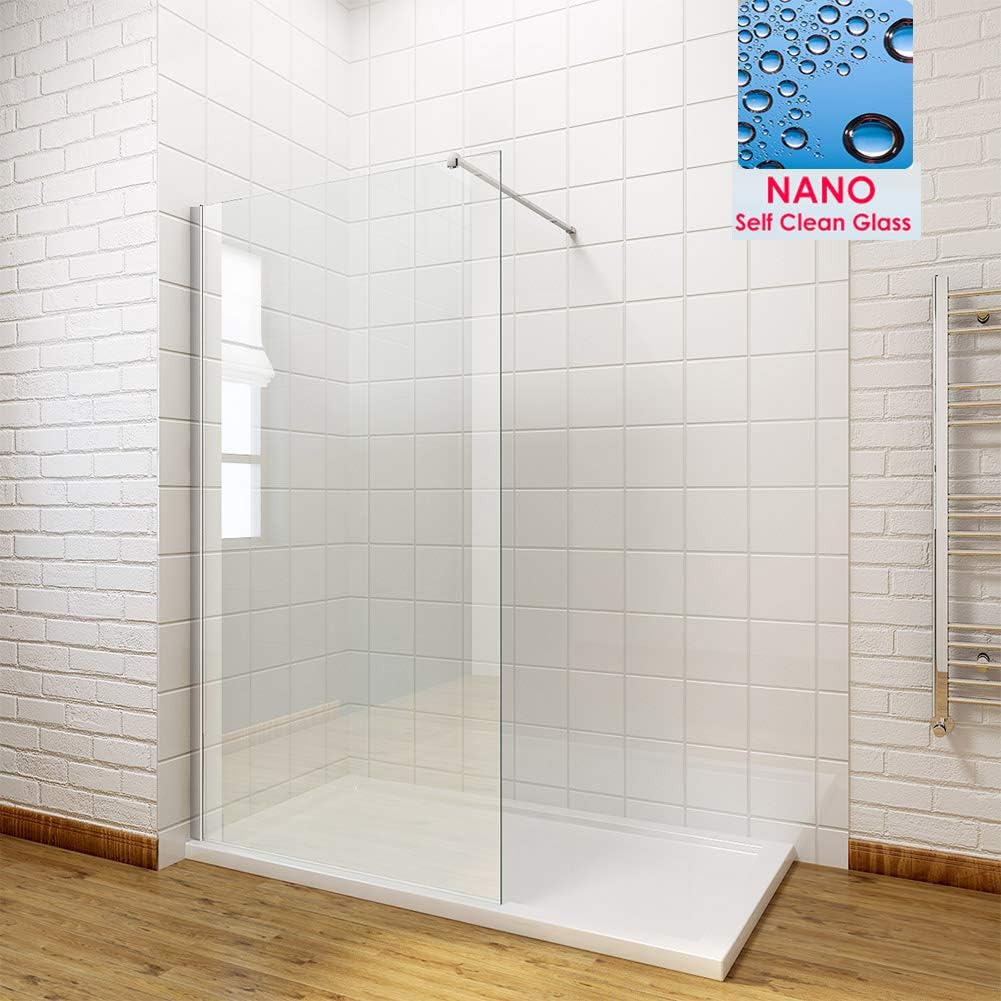 800mm Wet Room Shower Screen Panel 8mm Easy Clean Glass Walk in Shower ...