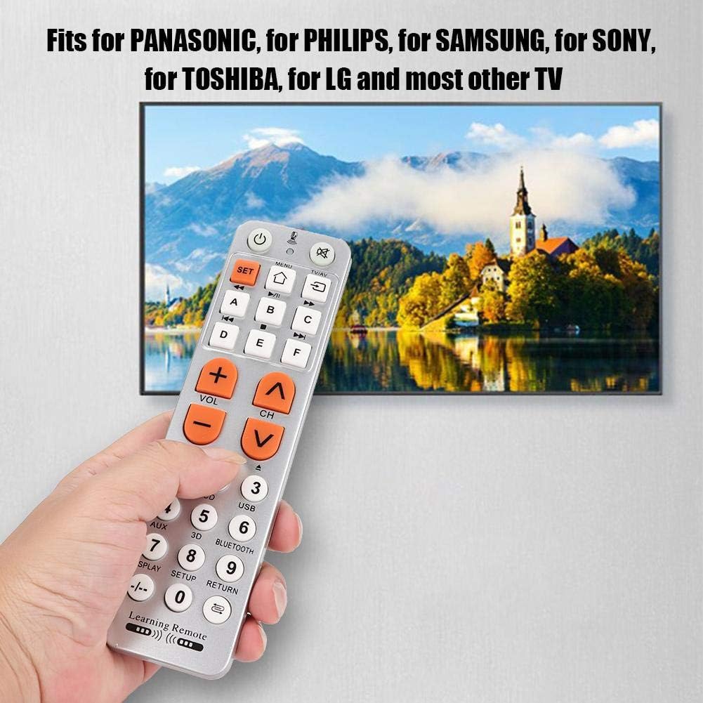 ASHATA Remote Controller,Learning Type Large Button TV Remote Control ...