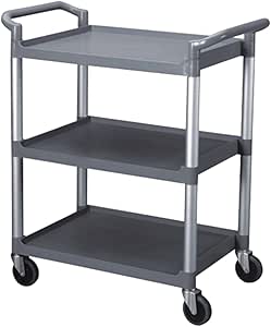 Amazon.com: Plastic Utility CART, 3-Tier, ON Wheels, Grey : Office Products