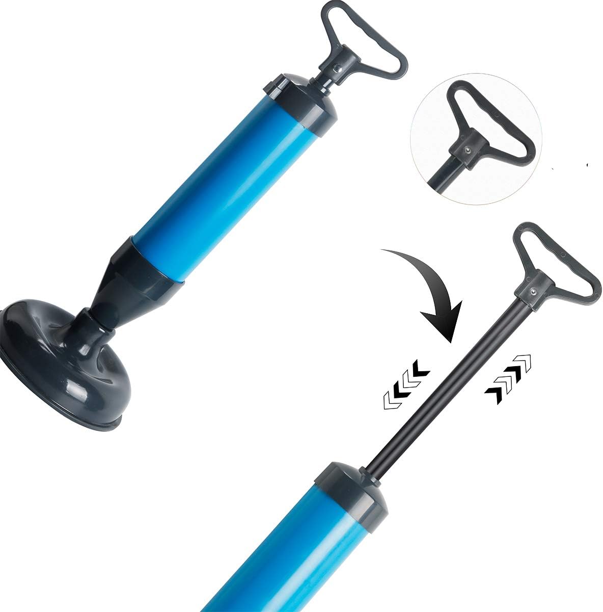 WGH Air Pump Cleaner with Two Head Suction Cups for The Toilet, Sink ...