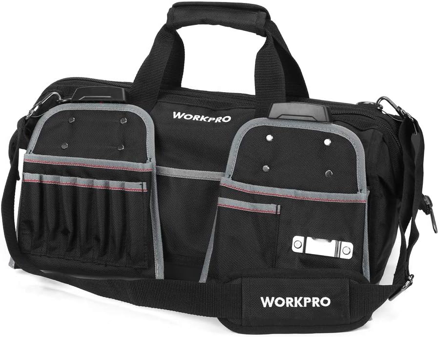 WORKPRO 18-Inch Heavy Duty Tool Bag with Tool Belt Pouches, Wide Mouth ...
