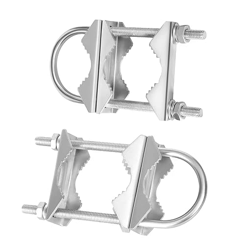 Double Antenna Mast Clamp Heavy Duty V-Jaw Bracket with U Bolts, Sturdy ...