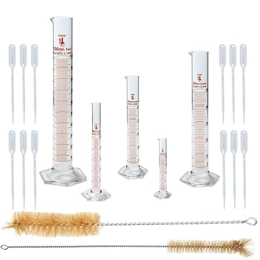Glass Graduated Cylinder Set with Cleaning Brushes and Transfer ...
