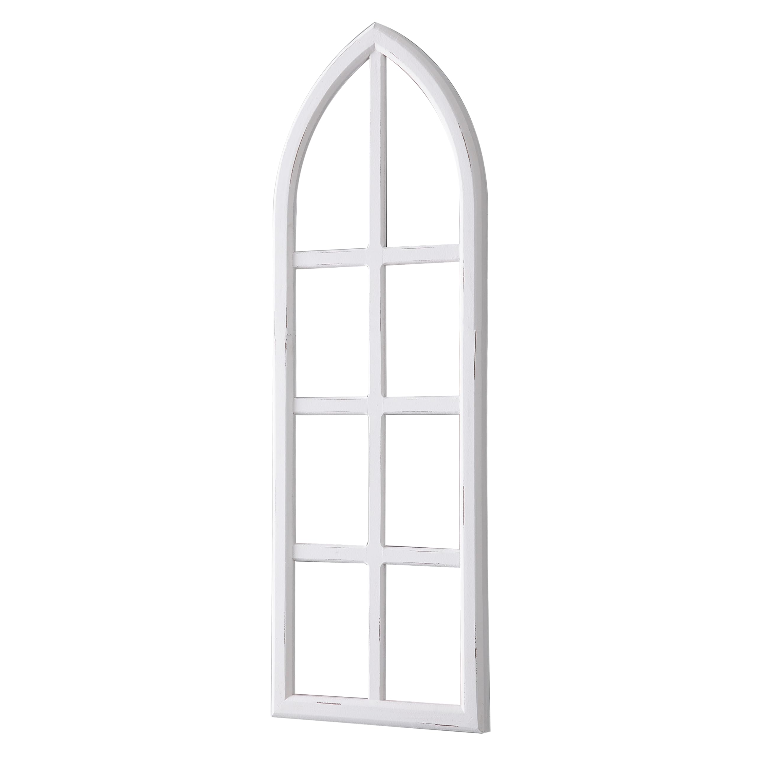 Sintosin Hanging White Wood Arched Window Frame Set of 2, Handmade ...