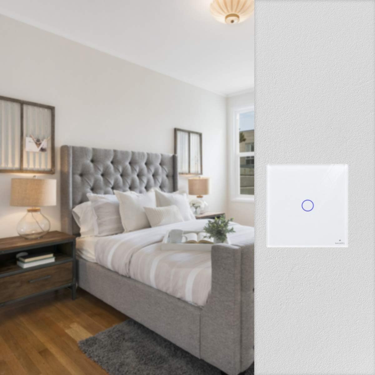 Navaris Touch Sensitive Light Switch – Glass Panel Touchscreen Wall ...