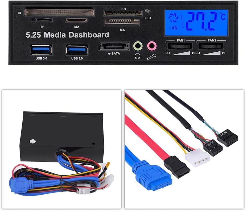 Bewinner PC Front Panel Internal Card Reader, 5.25inches 2 USB 3.0 Hub ...