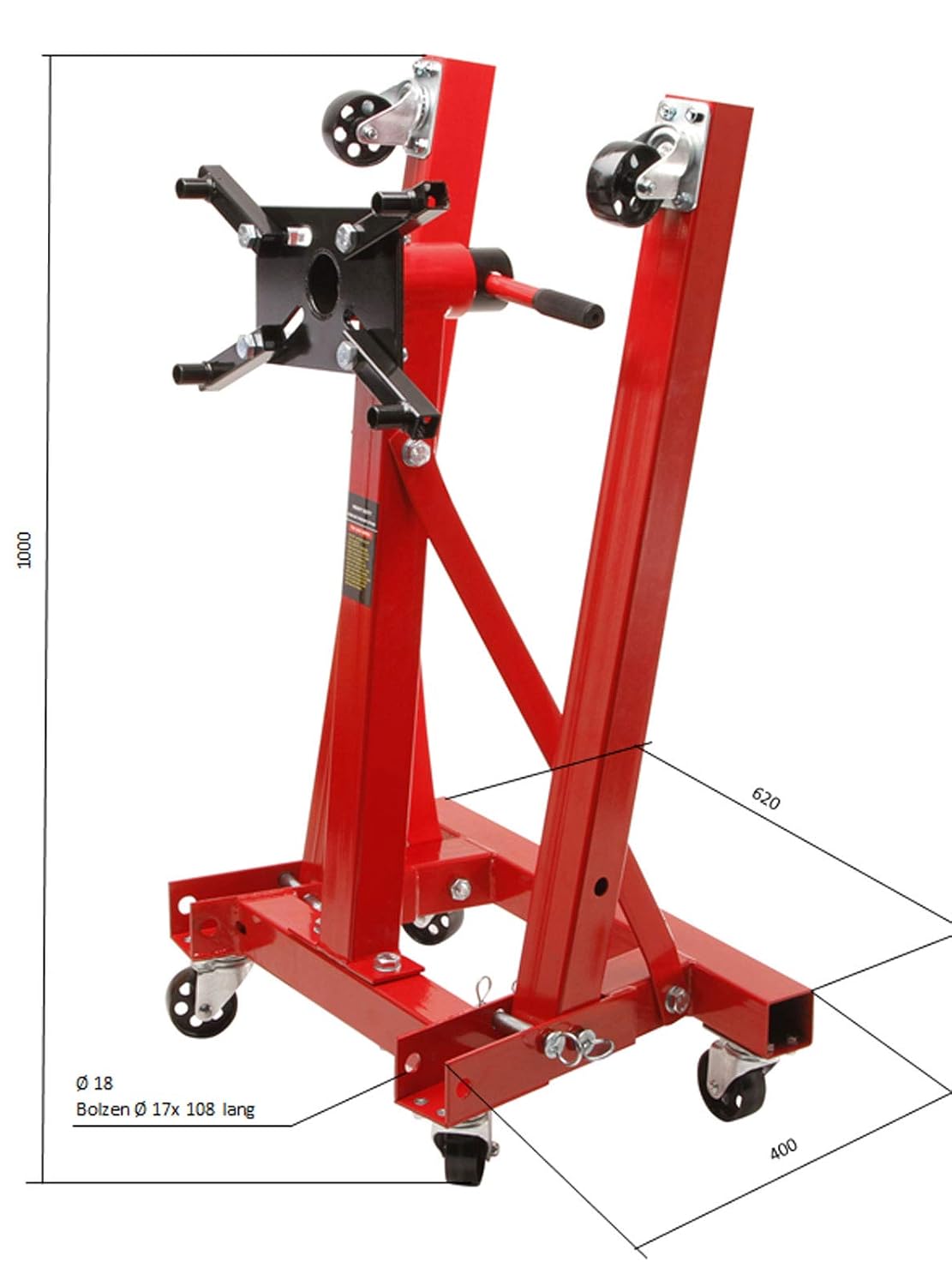 Otger Lensker Motorständer Motorhalter 900 KG mit 6 Rädern + Motorheber ...