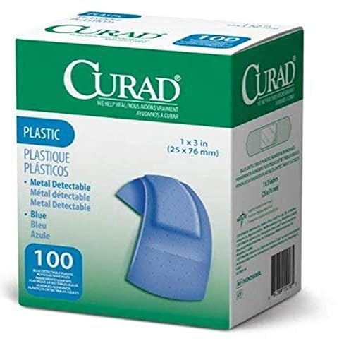 Curad Blue Flex-Fabric Adhesive Bandage, Metal-Detectable, 1" x 3" Size ...
