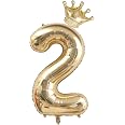 Amazon.com: 40-Inch White-Gold Number 2 Balloons With Crown, 2nd ...