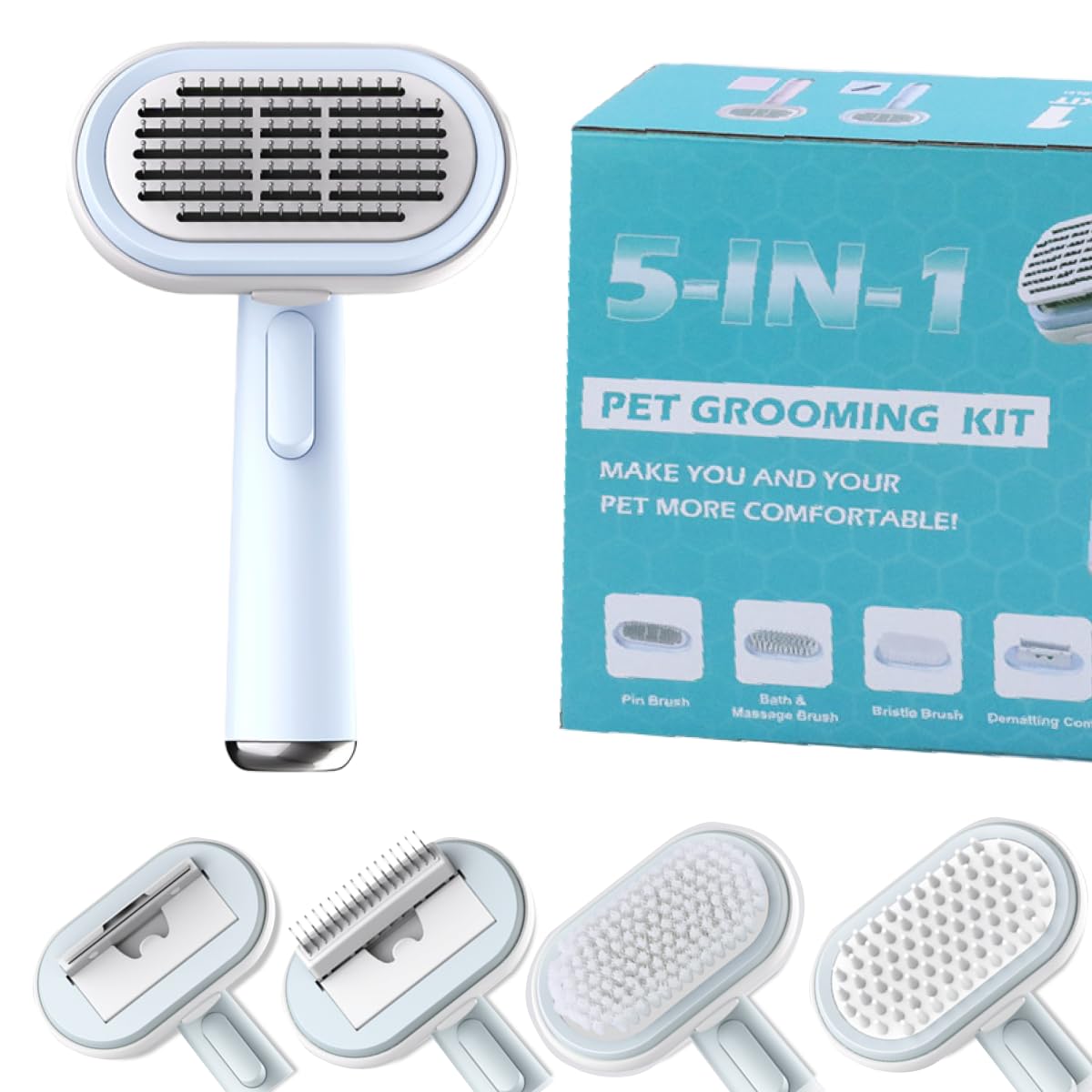 Professional 5 in 1 pet grooming kit, interchangeable bath & massage ...