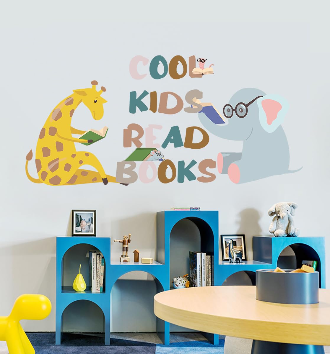 Cool Kids Read Books Motivational Quotes Wall Decals, Giraffe Elephant ...