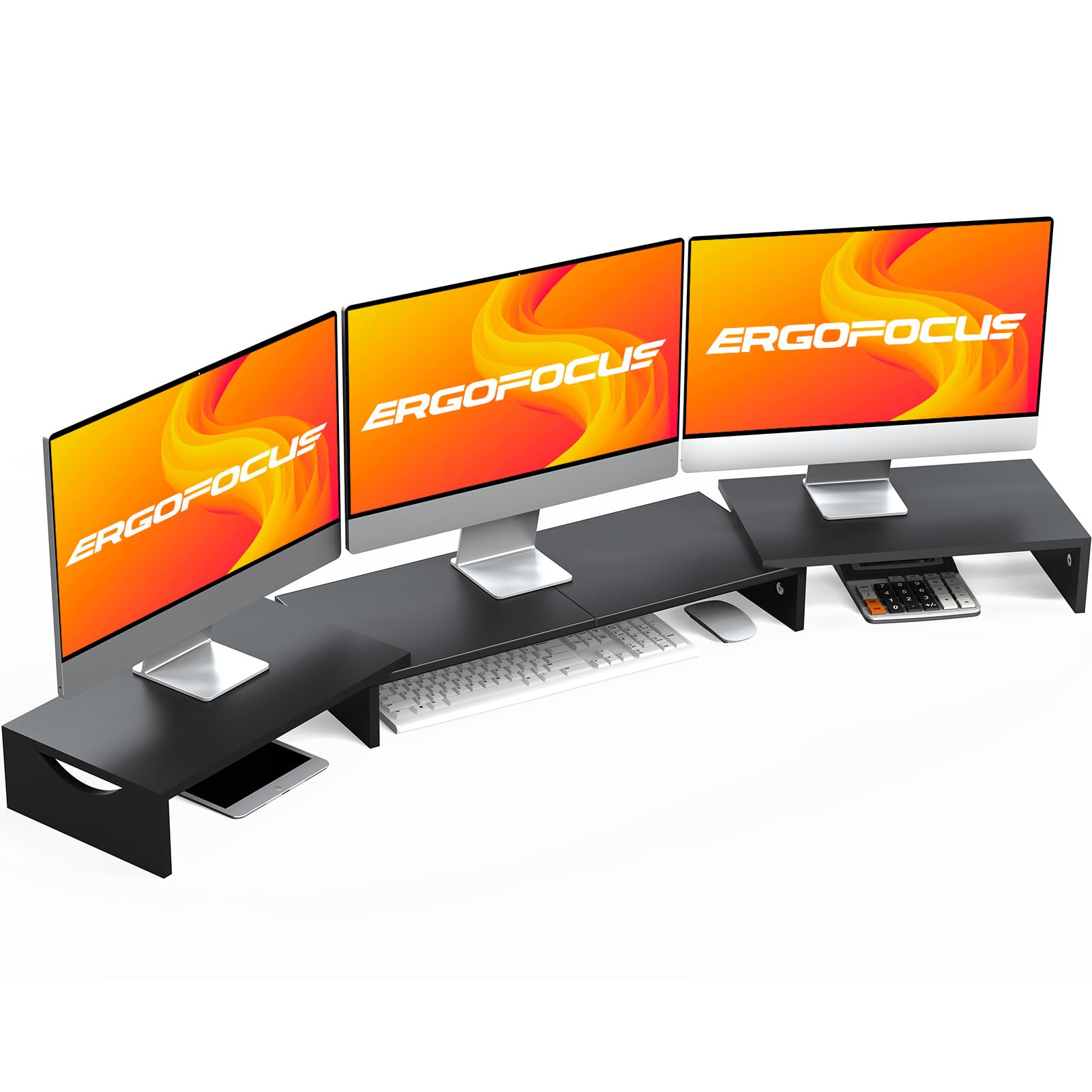 ErgoFocus Triple Monitor Stand Riser, Extra Long Monitor Riser for 1~2 ...