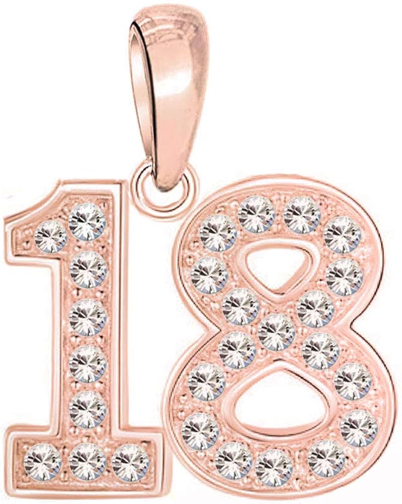 18 Charm - S925 Sterling Silver Bead with Rose Gold fits Pandora Charm ...