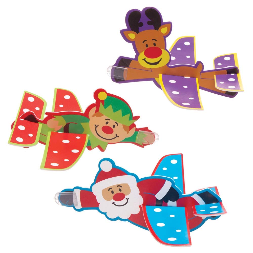 Baker Ross AT342 Festive Gliders-Pack of 8, Flying Christmas Toys, Gifts or Party Favours for ...