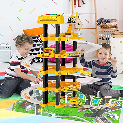 UNIH City Ultimate Garage Playset, Car Garage Toys for Boys with Electric Elevator, Tower Cars ...