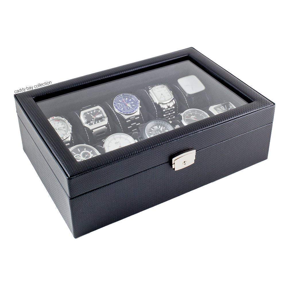 Amazon.com: Personalized Watch Box with Carbon Fiber Design - Holds 10 ...