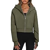 Trendy Queen Womens Cropped Hoodies Long Sleeve Fleece Quarter Zip Pullover Sweatshirts Fall ...