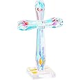 Amazon.com: YWHL Colorful Crystal Standing Cross Decor, Handmade Glass ...
